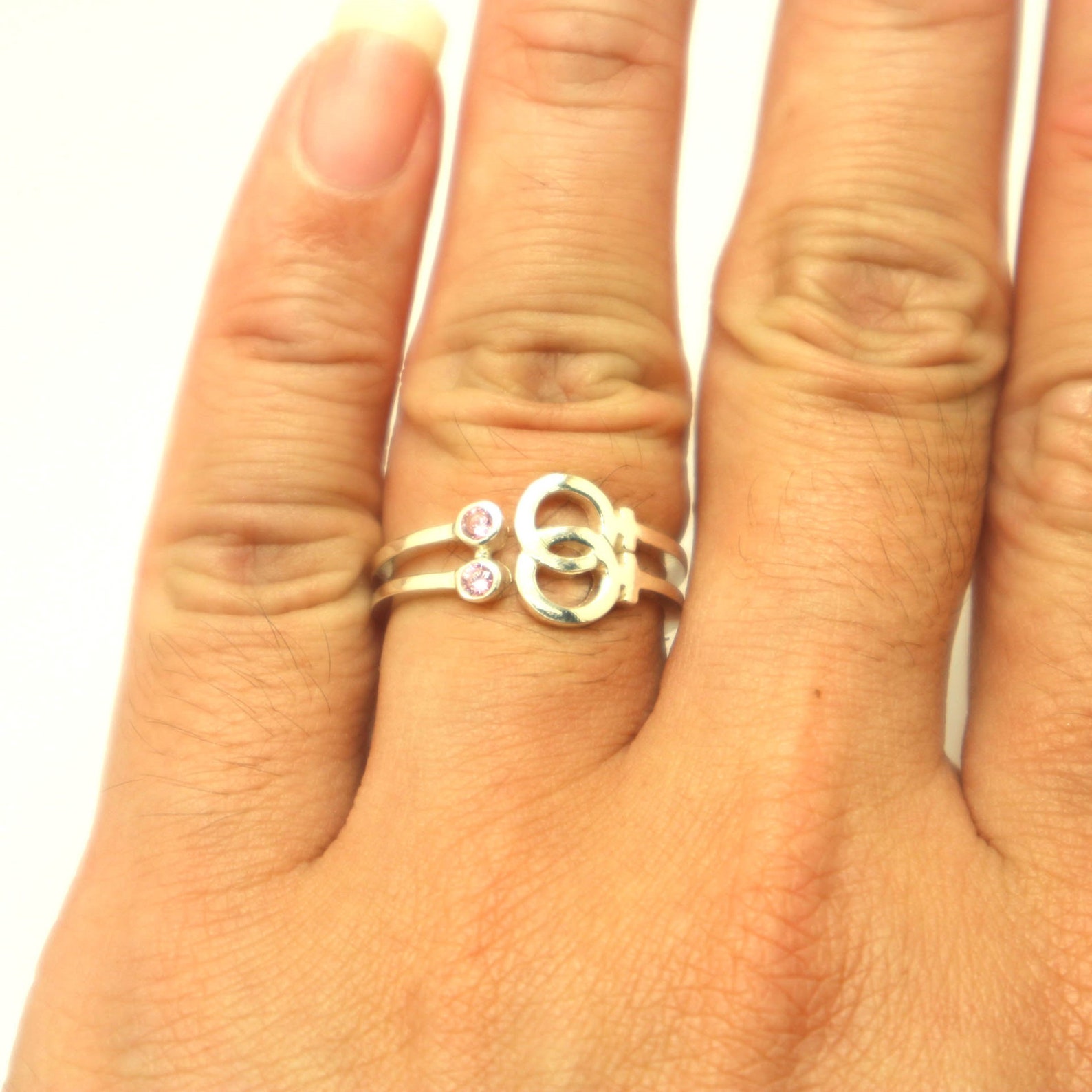 Lesbian LGBT Ring With Pink Stones Lesbian Wedding Gift | Etsy