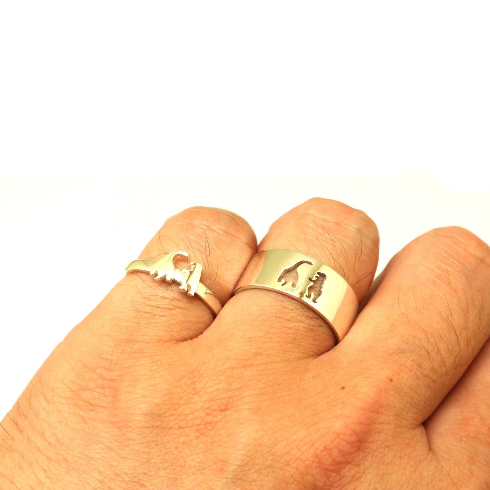 Sterling Silver Dinosaur Ring Set Dino Jewelry | Etsy