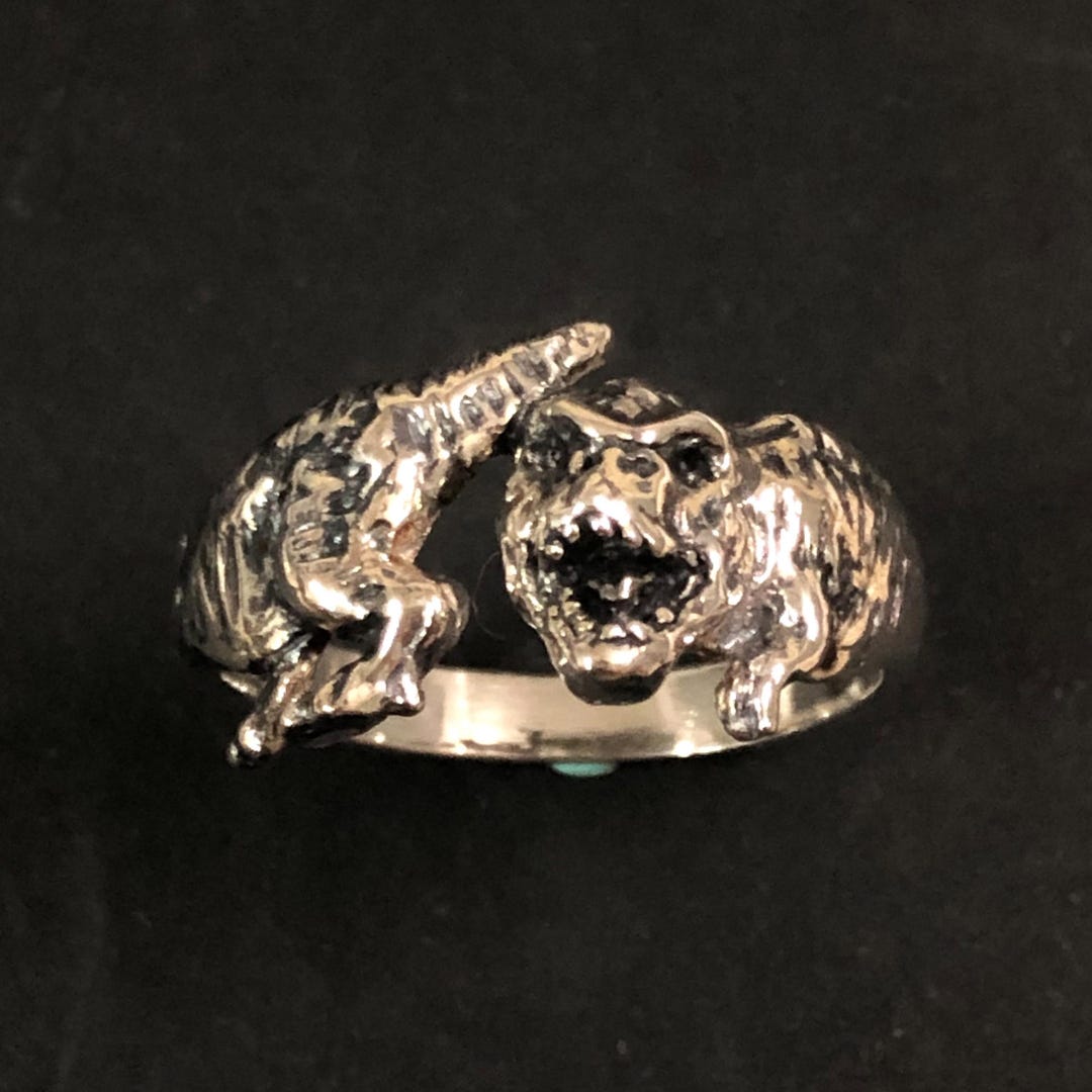 Silver Dinosaur Trex Ring - T Rex Jewelry Gift for Unisex, Boyfriend ...