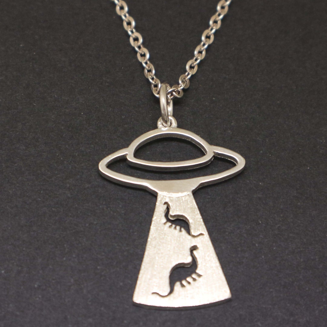 Silver UFO Necklace - Alien Jewelry Gifts for Girl, Daughter, Sister ...