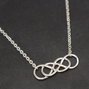 Silver Double Infinity Necklace - Statement Necklace, Infinity Jewelry, Long Distance Gift ...