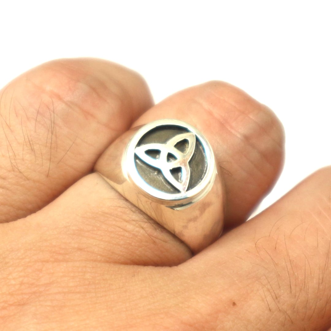 Triple Spiral Signet Ring for Men Triquetra Ring - Etsy