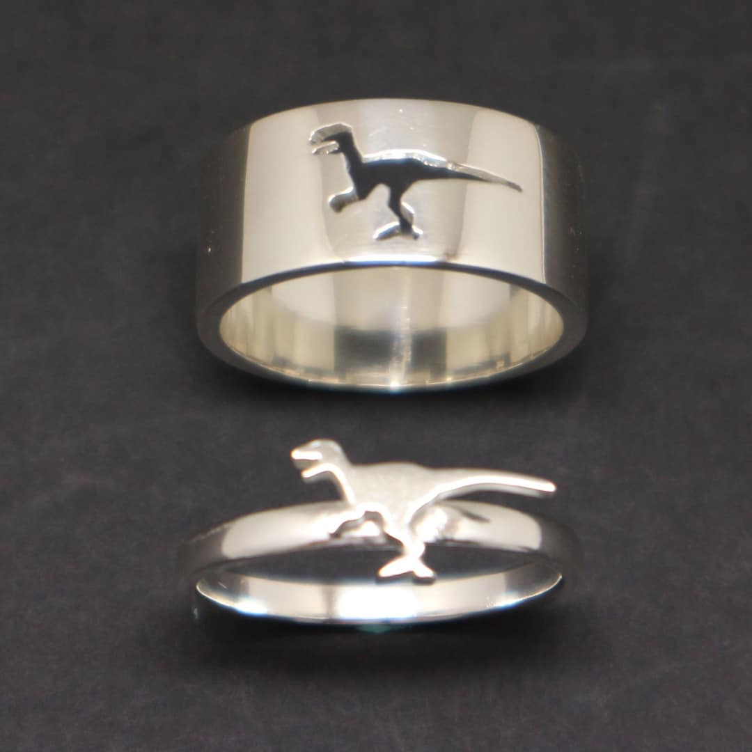 Velociraptor Dinosaur Promise Ring for Couples - Dino Jewelry, Matching ...