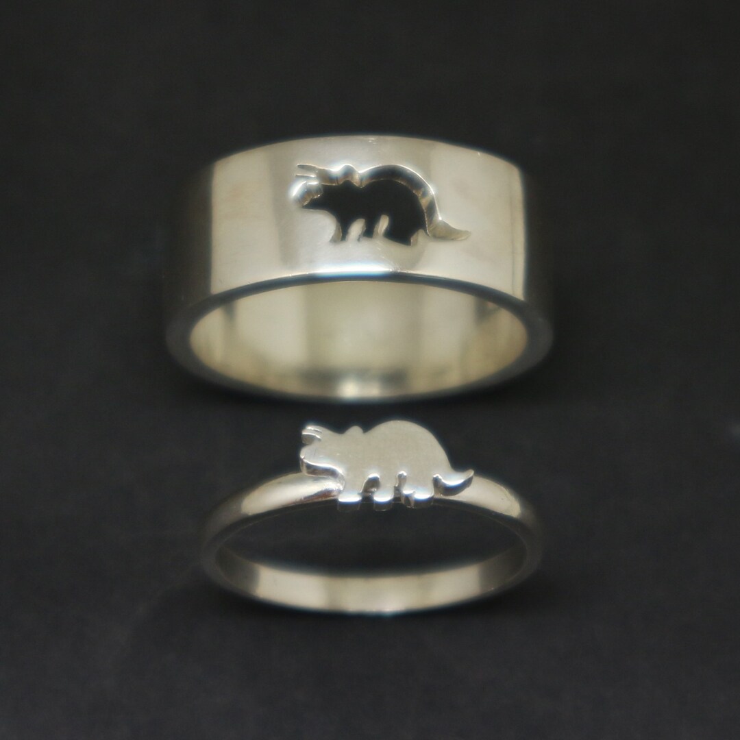 Silver Triceratops Dinosaur Ring: Personalized Custom Engraved Name ...