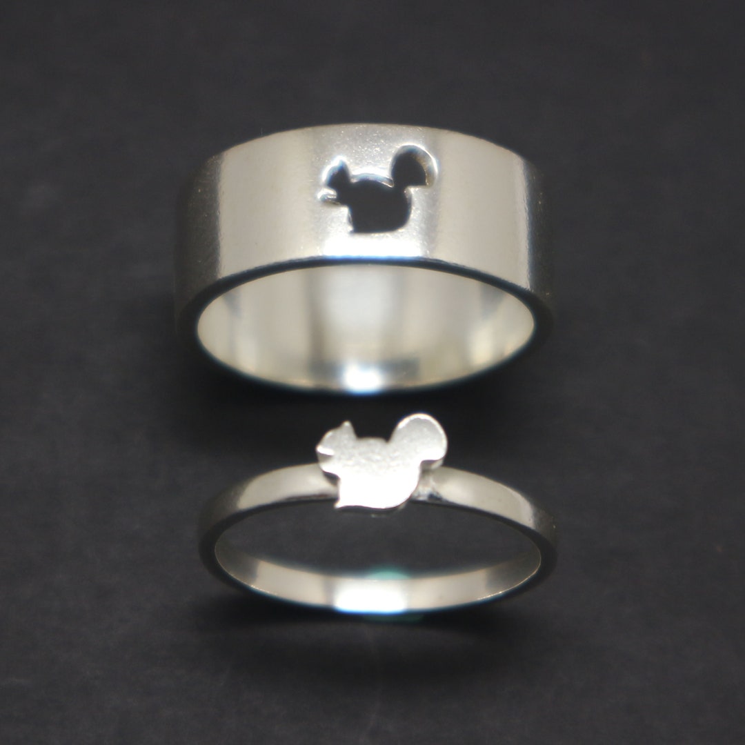 Squirrel Promise Ring for Couples Animal Jewelry, Matching Rings, His ...