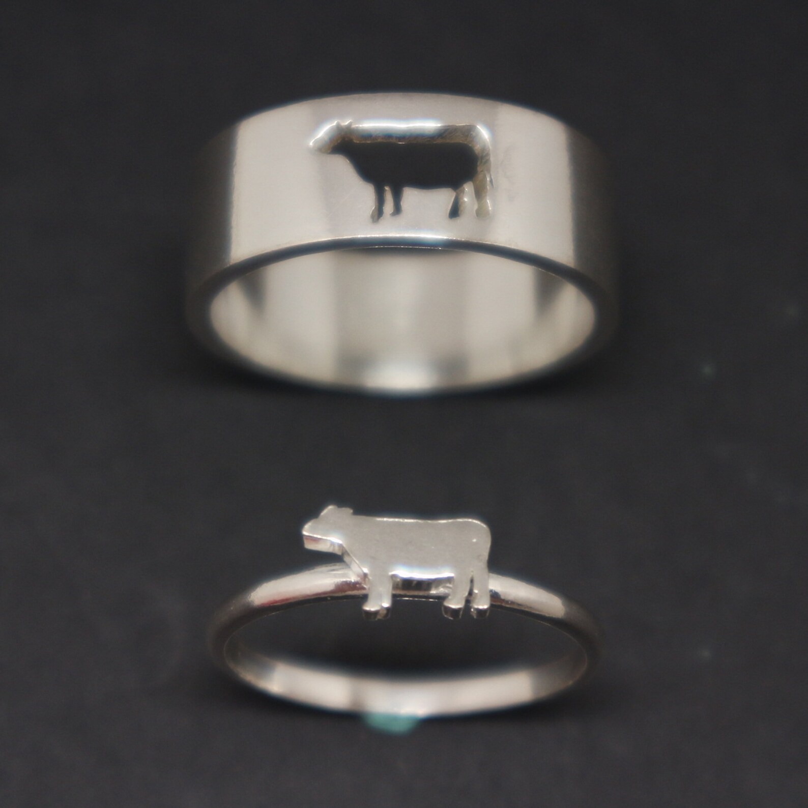Silver Cow Matching Ring for Couples - Cow Jewelry - Etsy