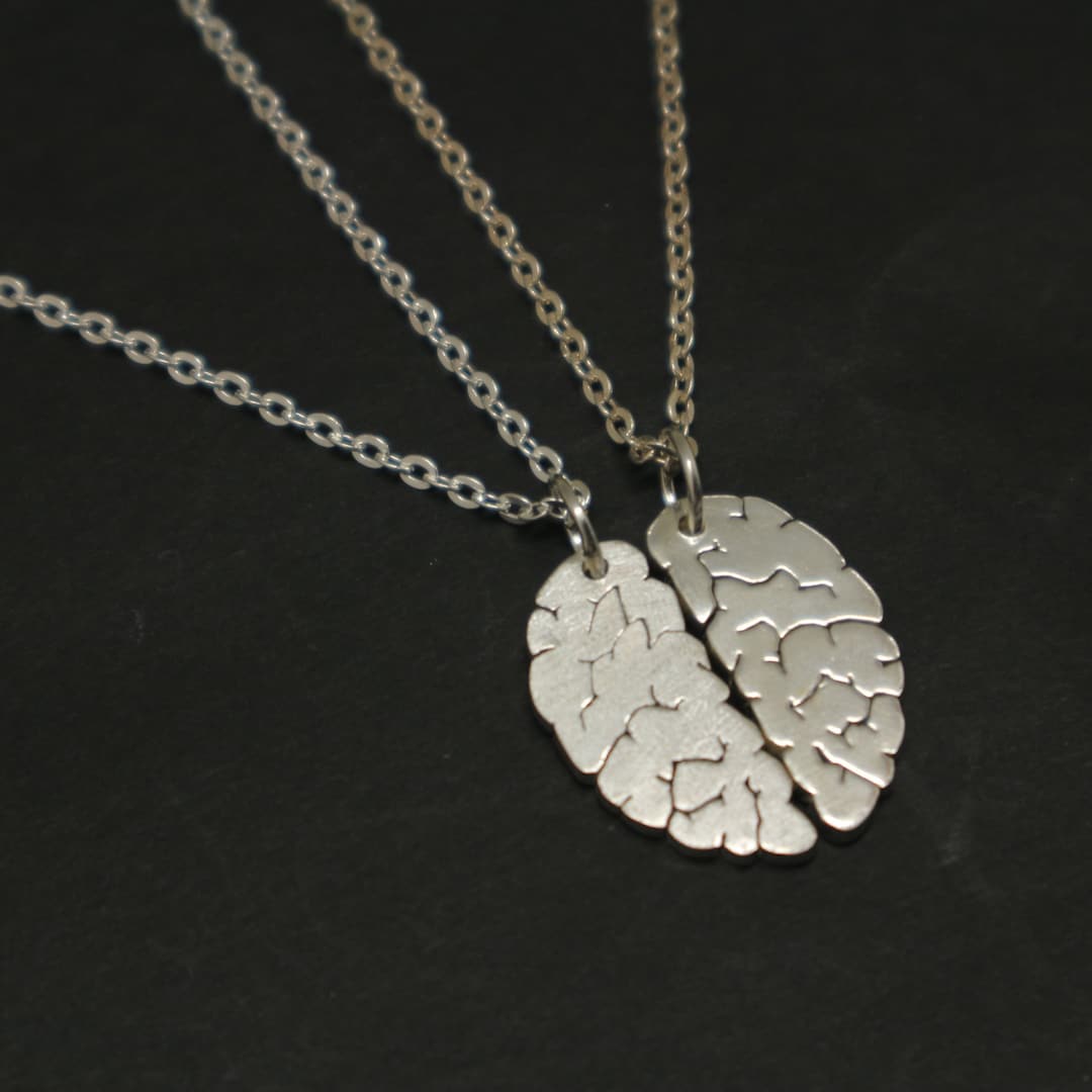 Silver Friendship Half a Brain Necklace : Anatomy Best Friend Gifts for ...