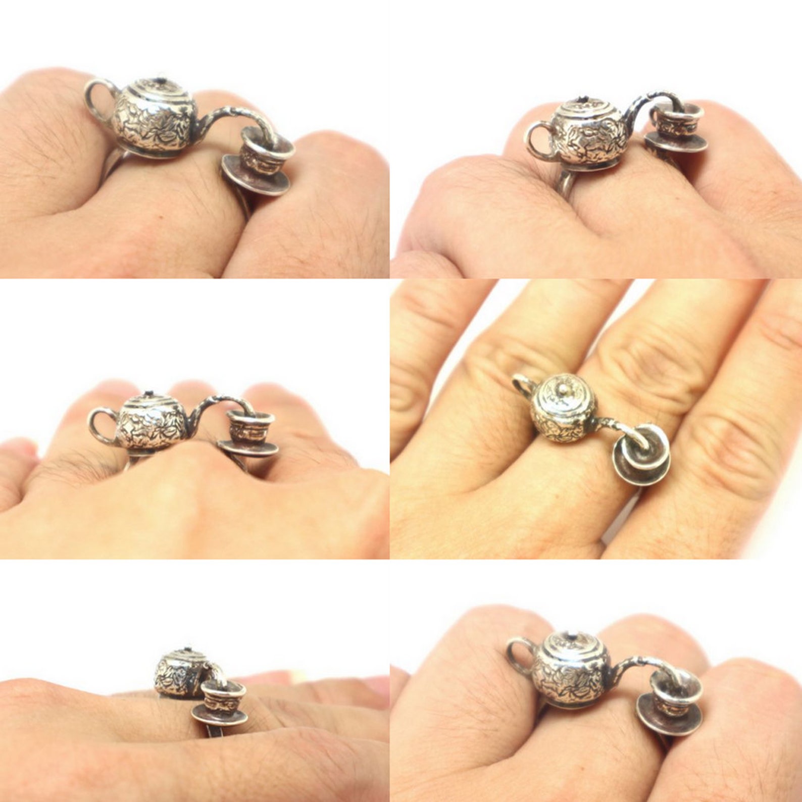 Silver Miniature Boho Teapot Ring - Unisex Bohemian Kettle Teapot ...