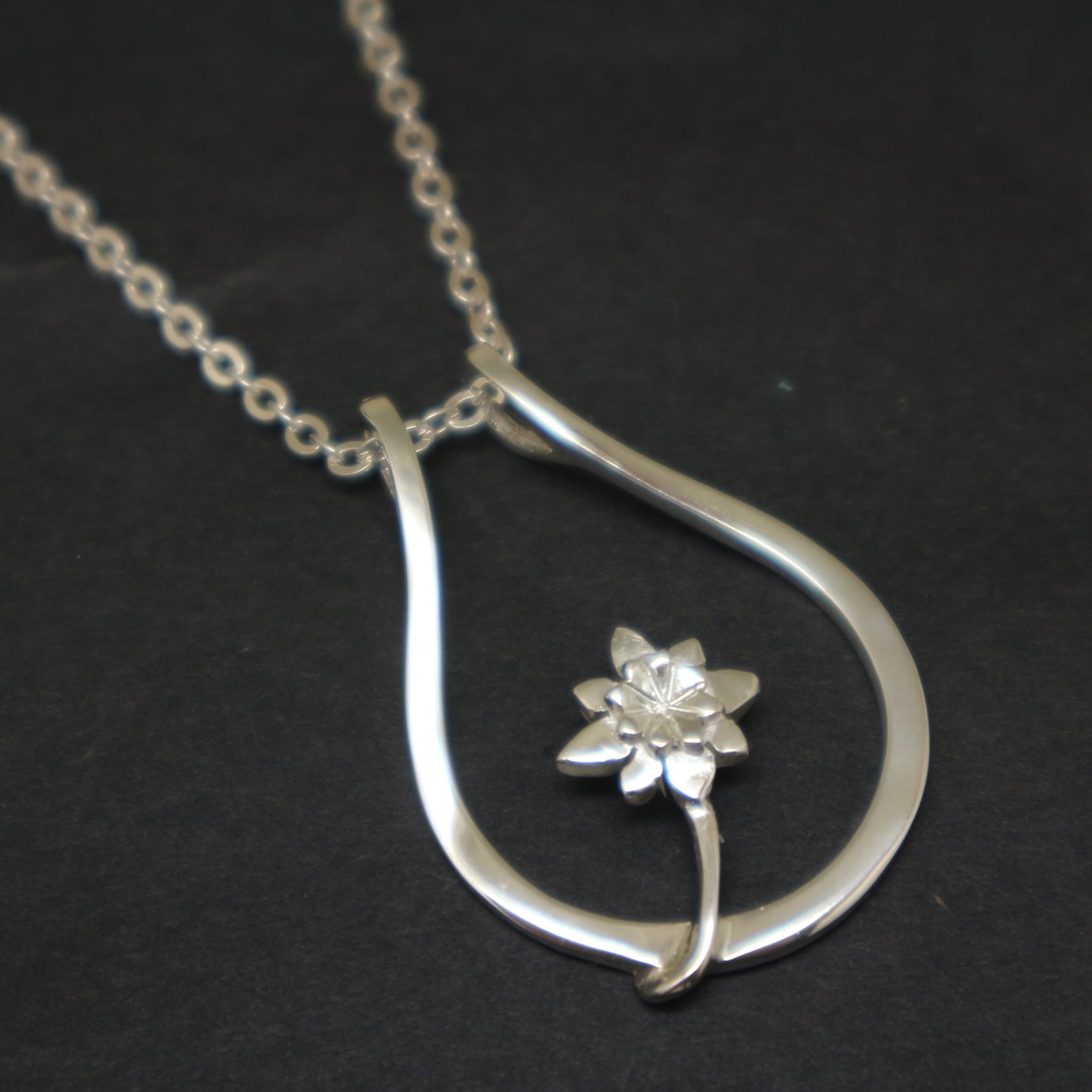 Silver Birth Flower Ring Holder Necklace - Personalized Your ...