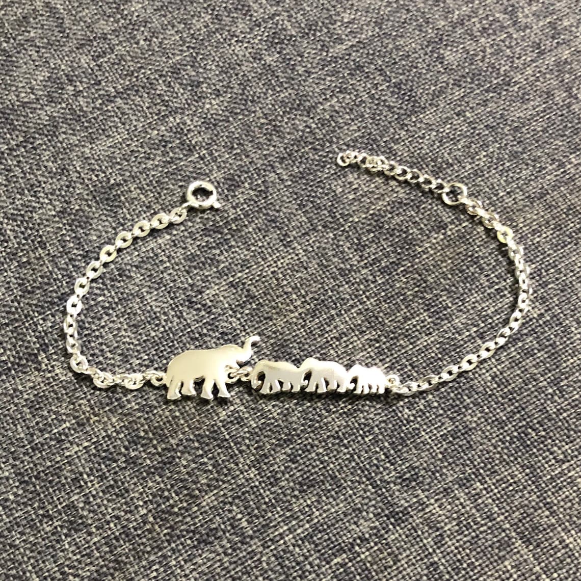 Silver 5 Elephants Family Chain Bracelet Elephant Jewelry - Etsy