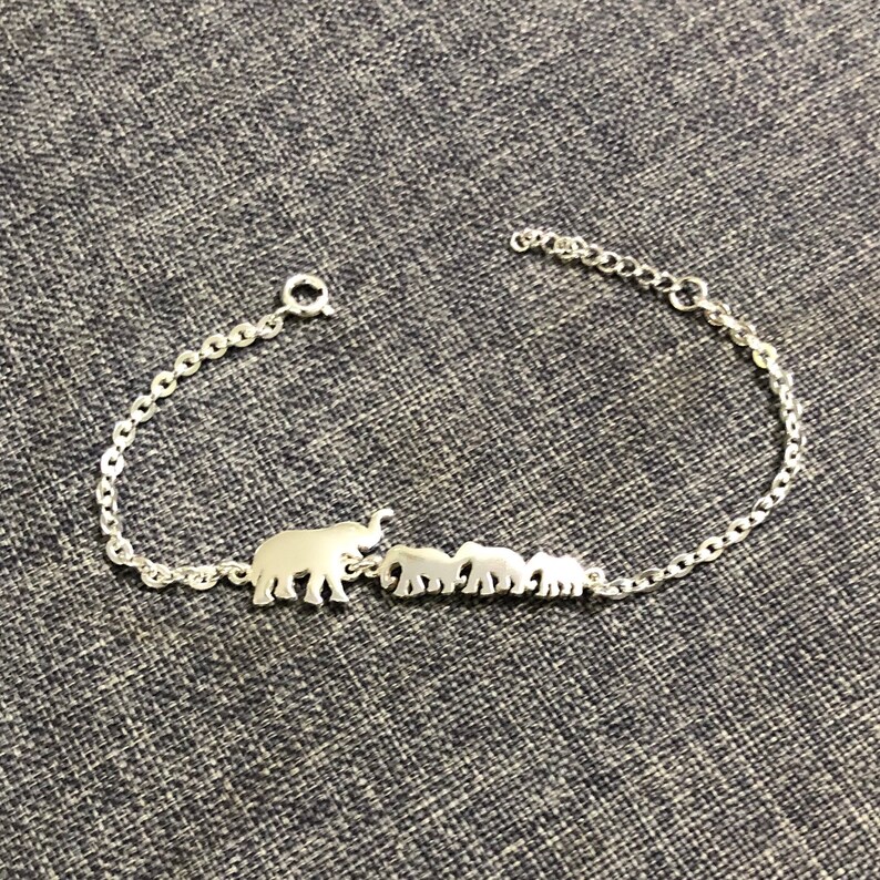 Silver 5 Elephants Family Chain Bracelet Elephant Jewelry - Etsy