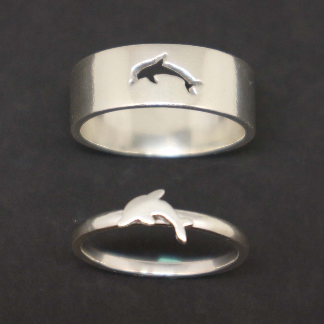 Silver Dolphin Promise Ring for Couple - Fish Ring, Alternative ...
