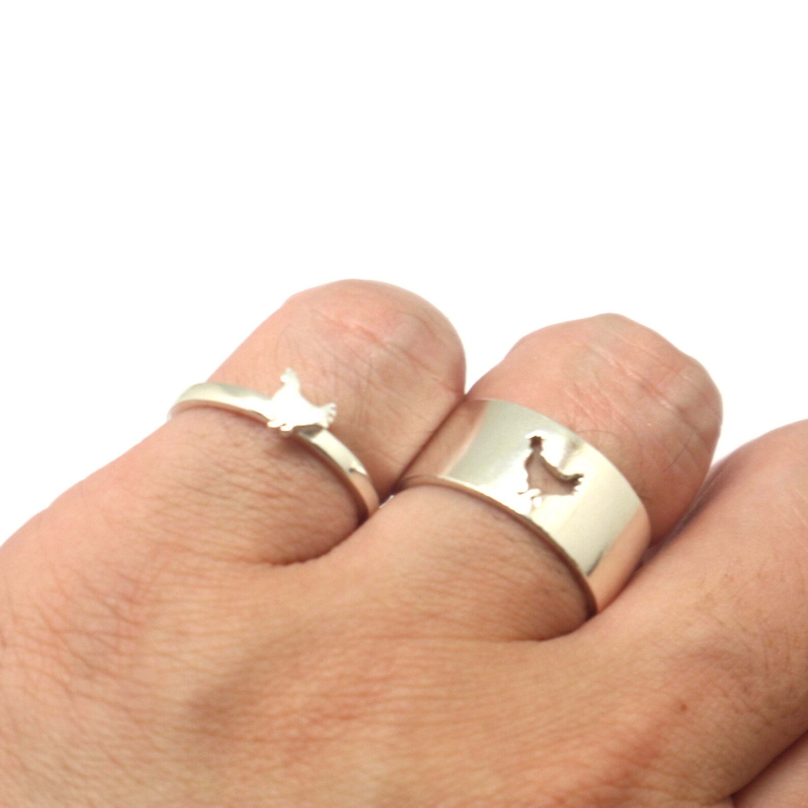 Chicken Promise Ring for Couple - Chicken Jewelry, His and Her Matching ...