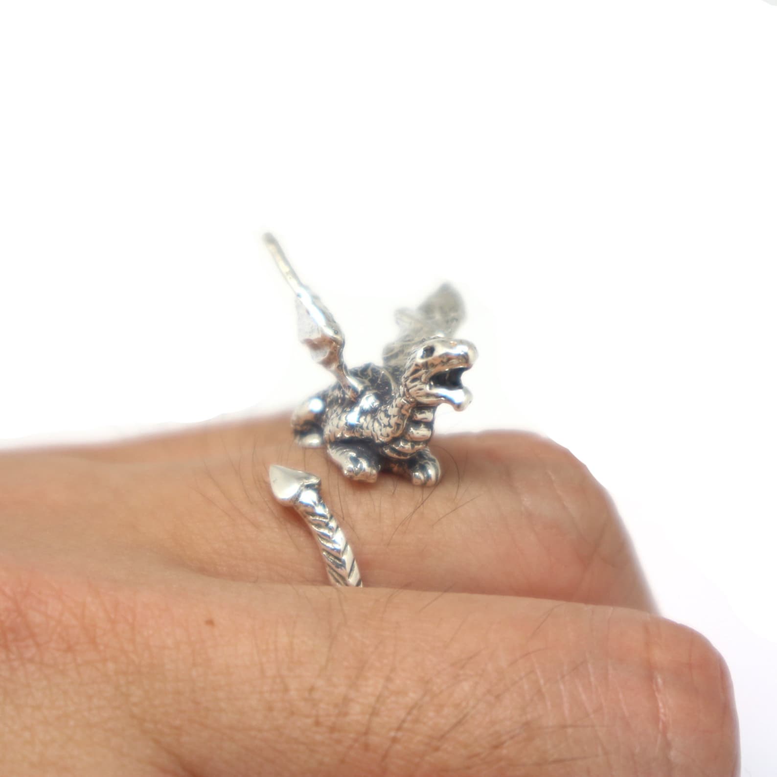 Silver Dragon Ring Dragon Jewelry Dragon Gift Fantasy - Etsy