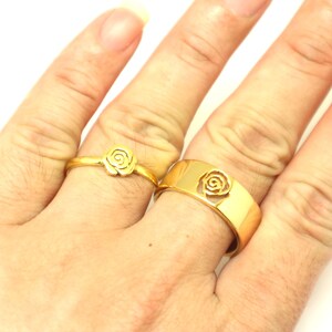 Rose Promise Ring for Couples - Flower Jewelry, His and Her Promise ...