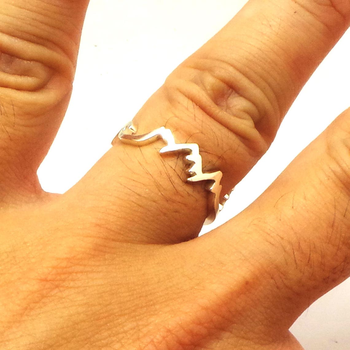 Silver Mountain Pine Tree Wave Ring Travel Ring Traveler - Etsy