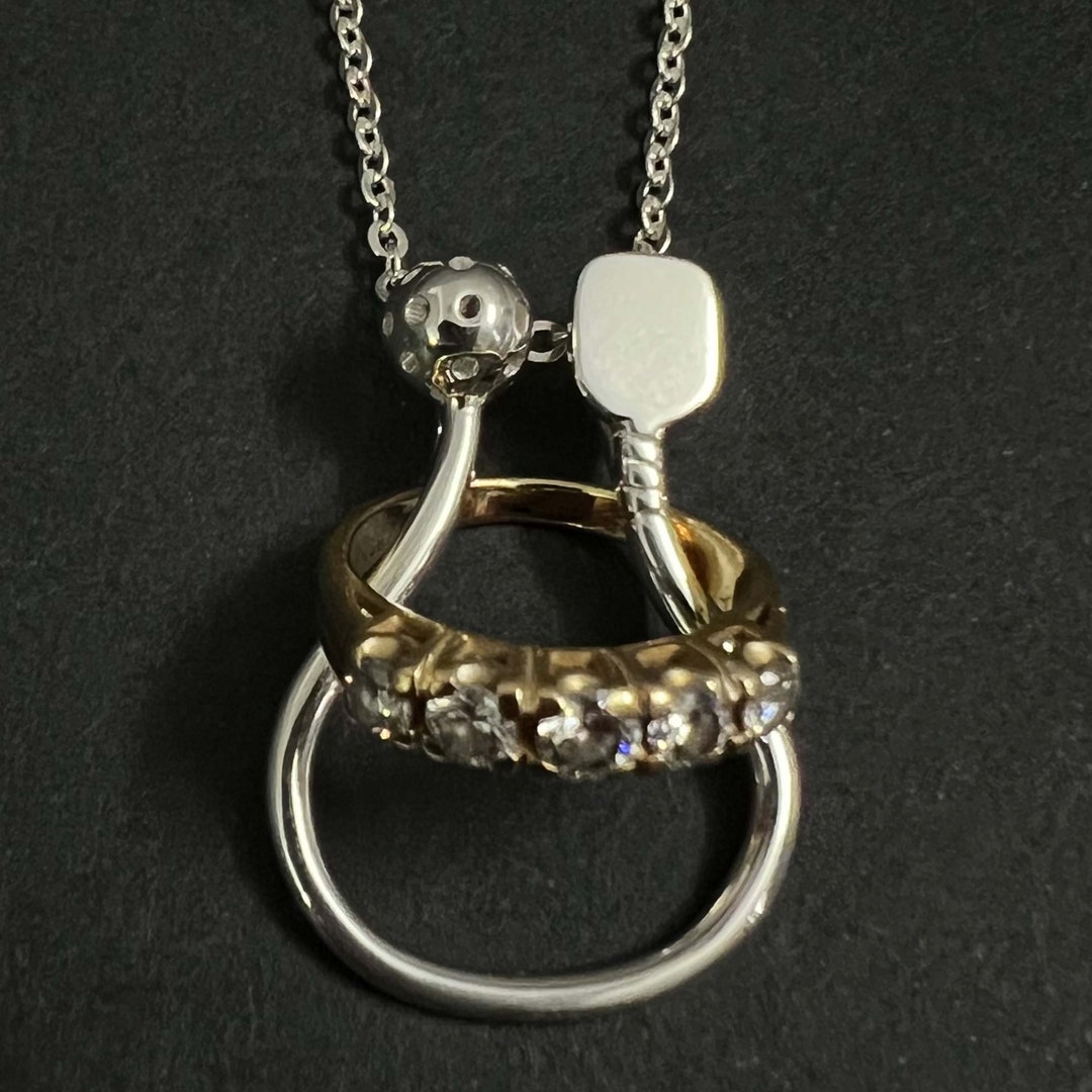 Silver Pickleball Ring Holder Necklace : Chain Length 16" - 24" Inches ...
