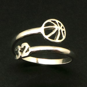 Silver Personalized Basketball Number Ring - Custom Number Gift for Mom ...