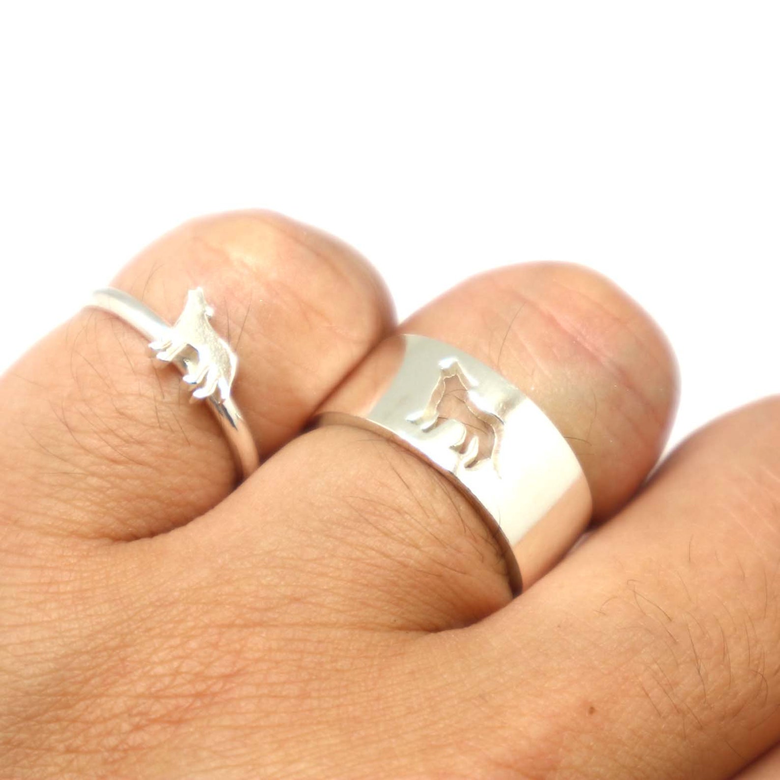 Wolf Couple Set Promise Ring Wolf Jewelry His and Her Wolf - Etsy