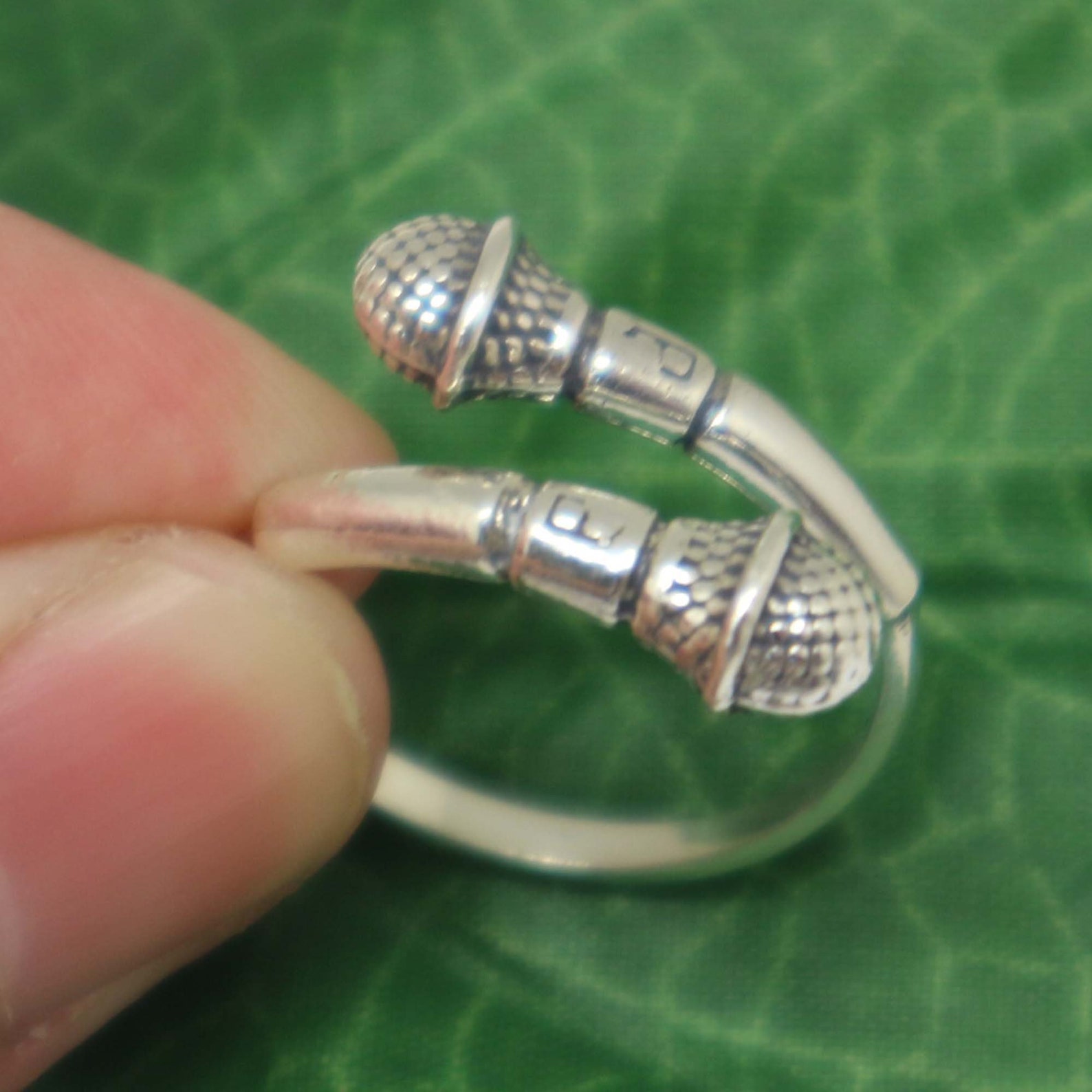 Silver Microphone Ring Music Wrap Ring Gift for Music | Etsy