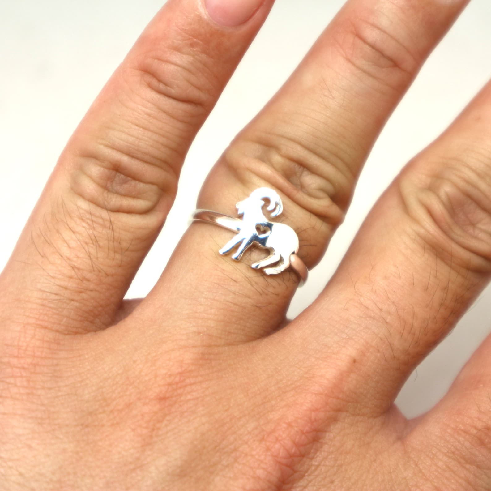 Silver Goat Ring Ram Goat Animal Jewelry Vegan Gift for | Etsy
