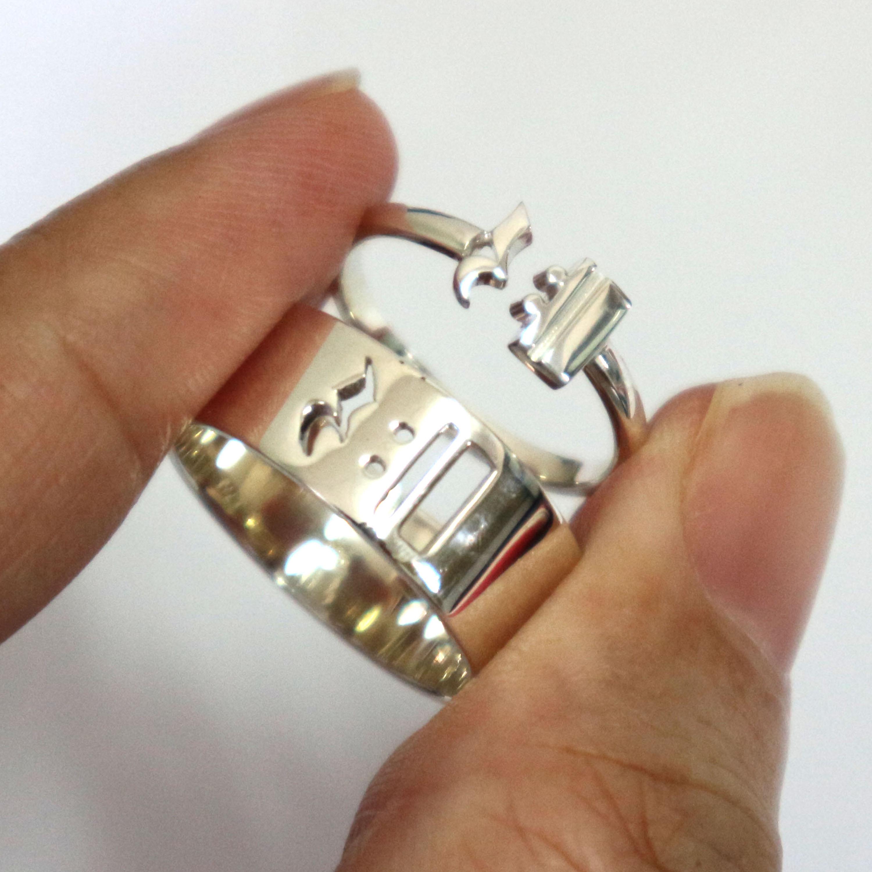 Silver Music Rest Note Ring: Couple Matching Promise Engagement Jewelry ...