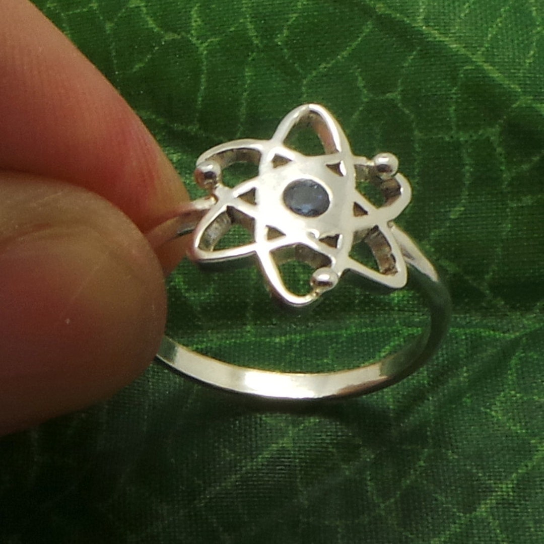 Silver Science Symbol Ring - Atom Eletron Ring - Nuclear Ring - Sci Fi ...