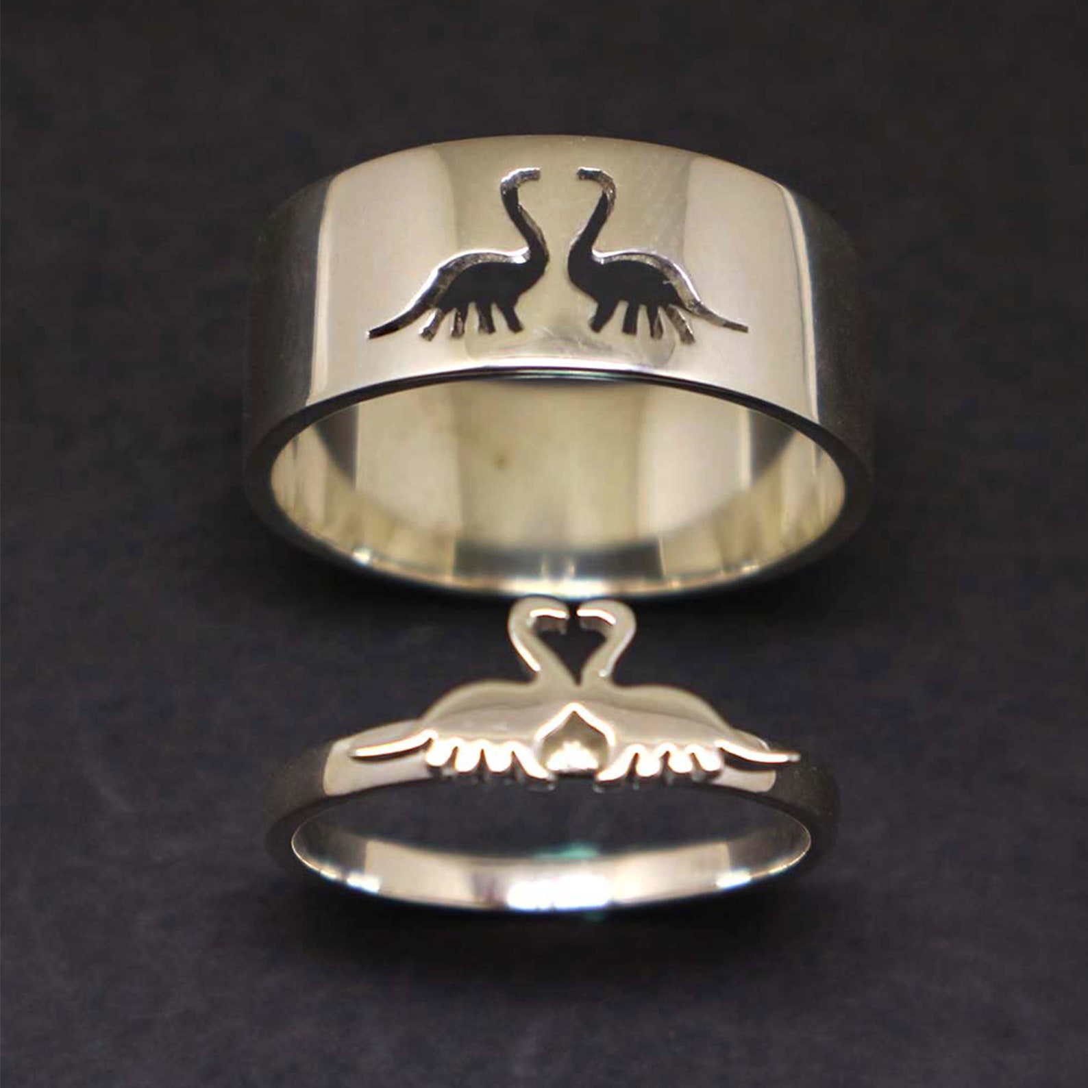 Sterling Silver Dinosaur Ring Set - Dino Jewelry - Etsy