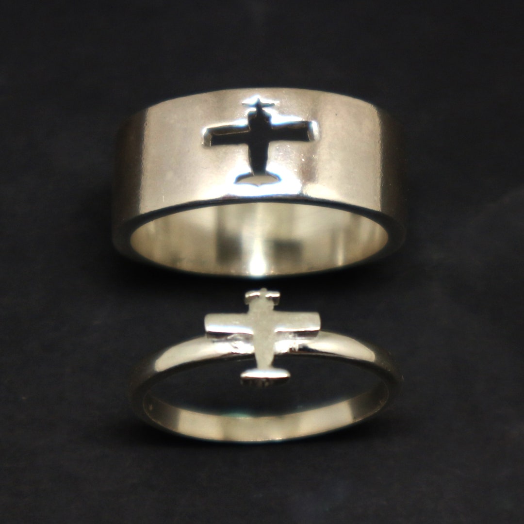 Vintage Plane Promise Ring for Couples - Pilot & Flight Attendants Ring ...
