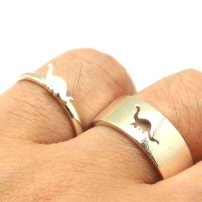 Sterling Silver Dinosaur Ring Set - Dino Jewelry - Etsy