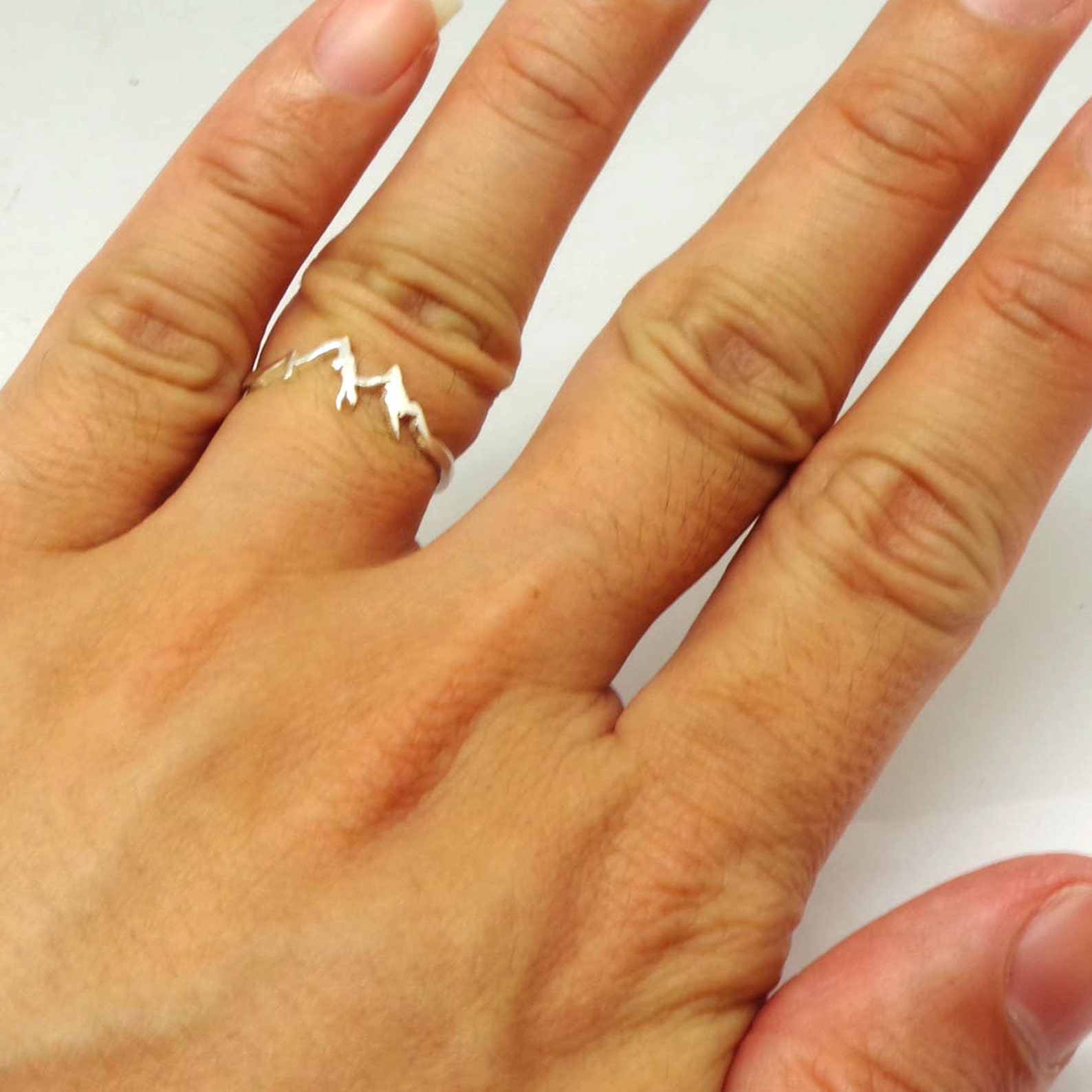 Sterling Silver Mountain Range Ring Nature Motivation - Etsy