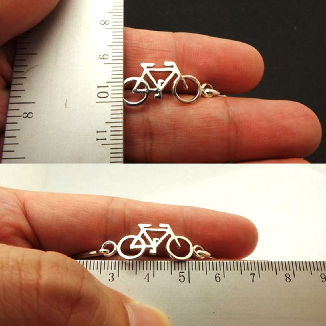 Silver Mountain Bicycle Bangle Bracelet : Bike Jewelry, Size 5 - 8.5 ...
