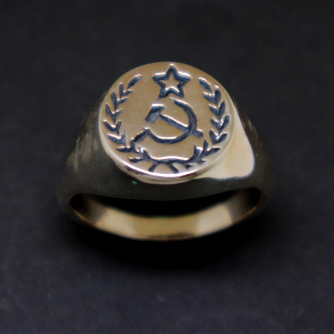 Silver Communist Signet Ring - Hammer and Sickle Jewelry, Unisex ...
