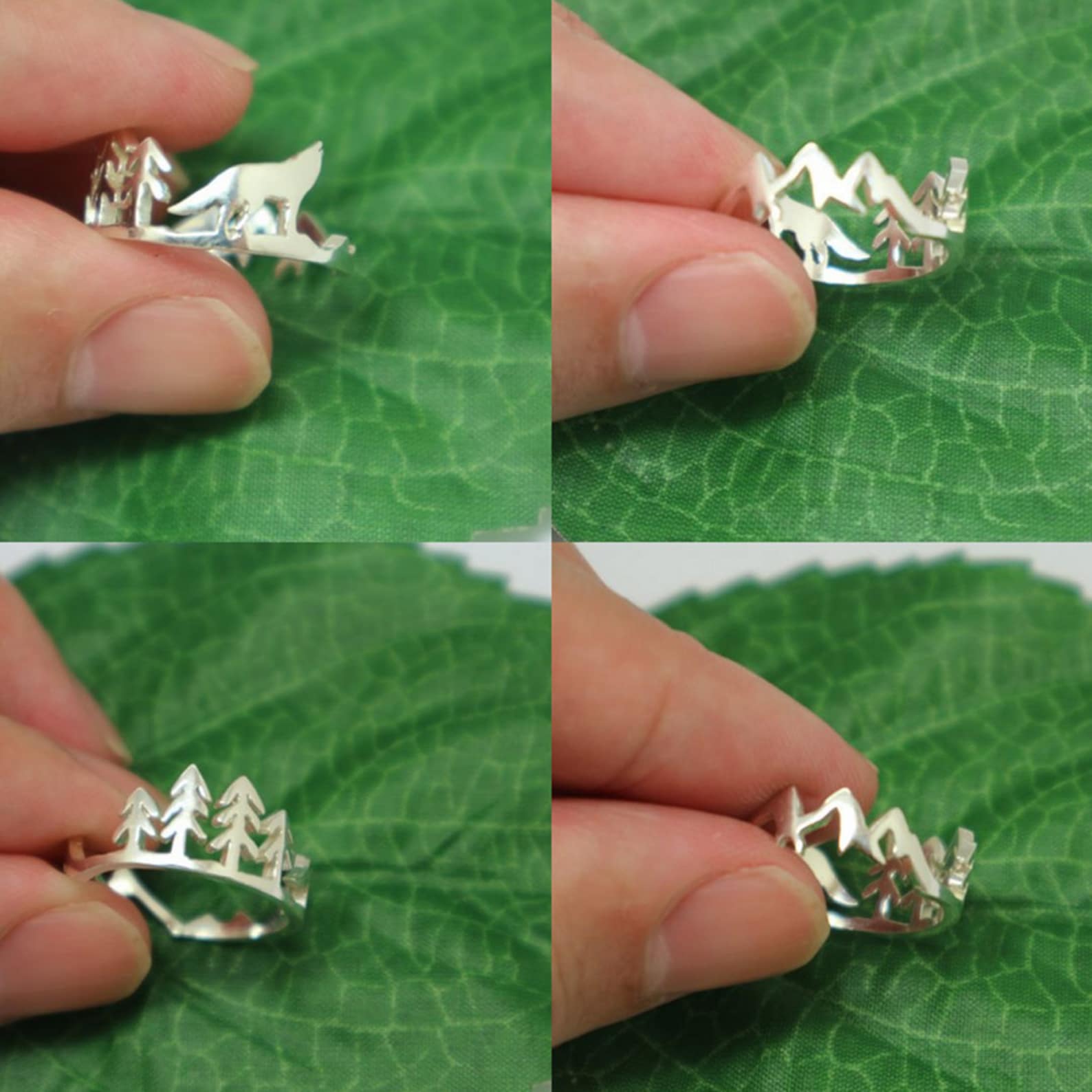 Silver Mountain Pine Tree Wolf Ring - Wolf Jewelry, Traveler Gift ...
