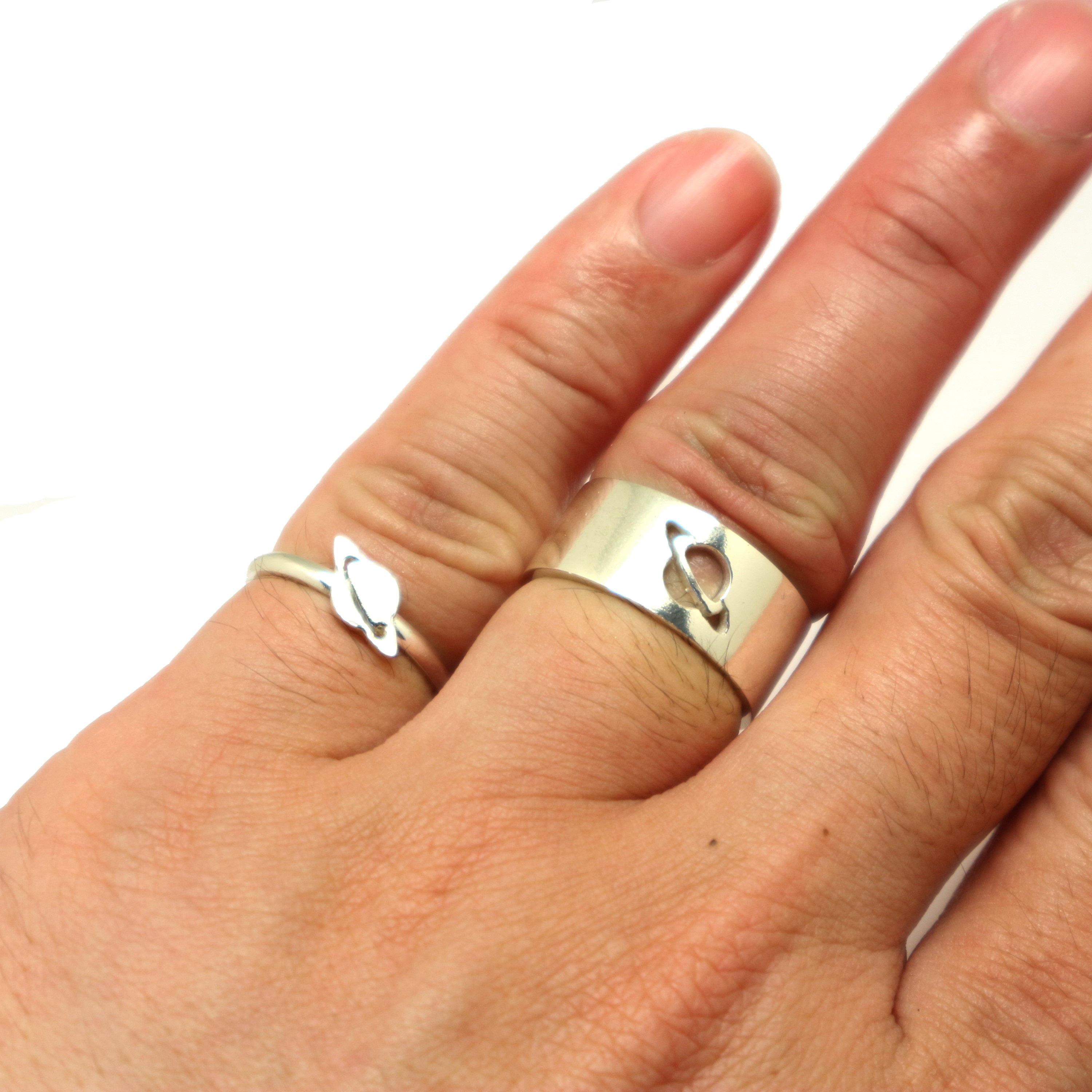 Silver Planet Saturn Promise Ring for Couples - Planet Saturn Jewelry ...