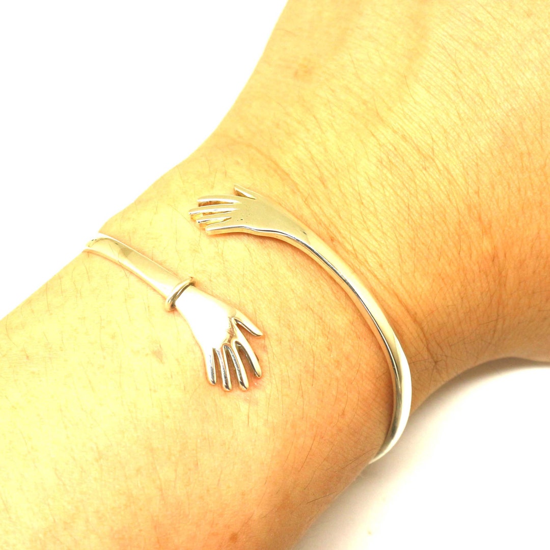 Sterling Silver Hug Bracelet Bangle - Gift for Wife - Etsy
