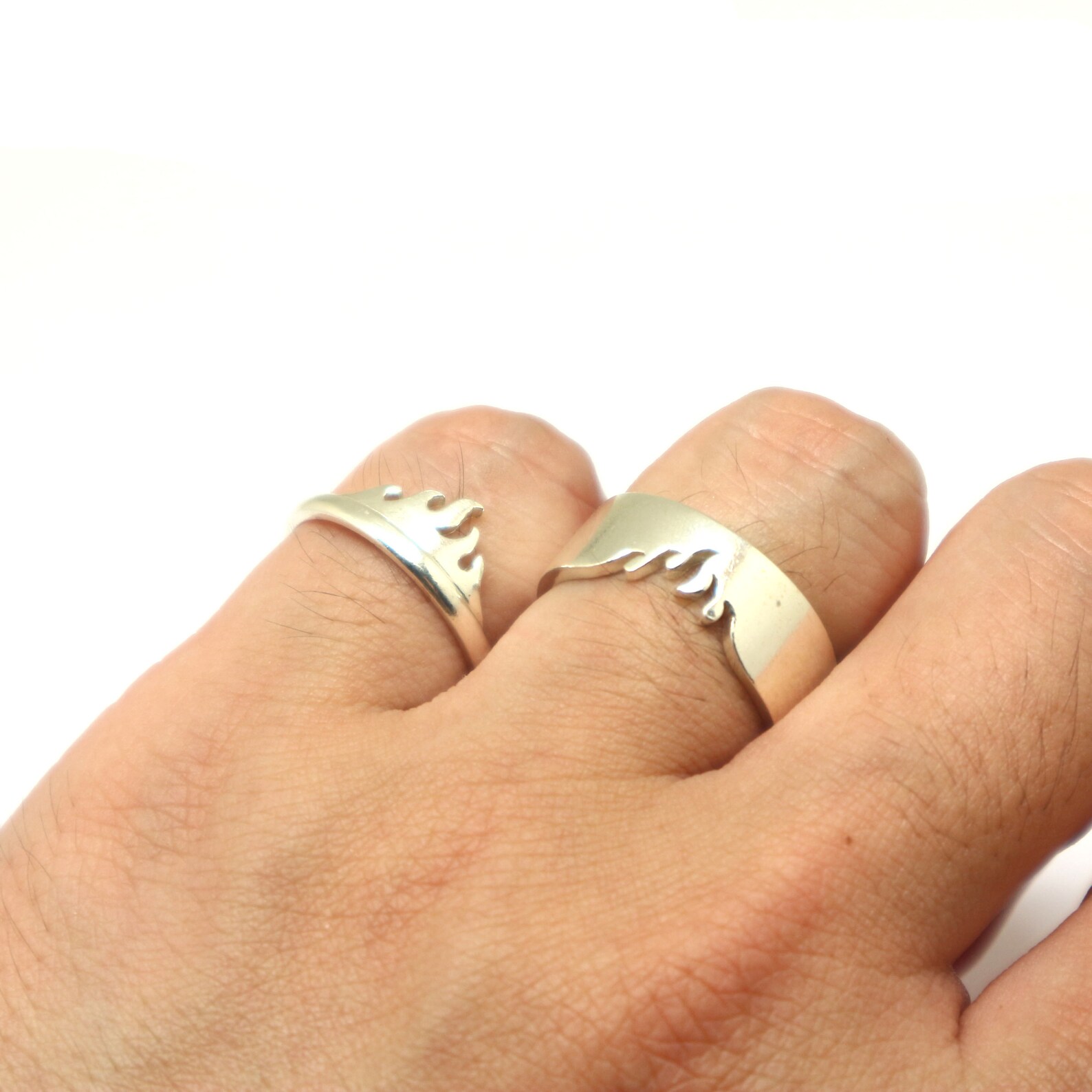 Fire Promise Ring for Couples Flame Jewelry Matching Rings | Etsy