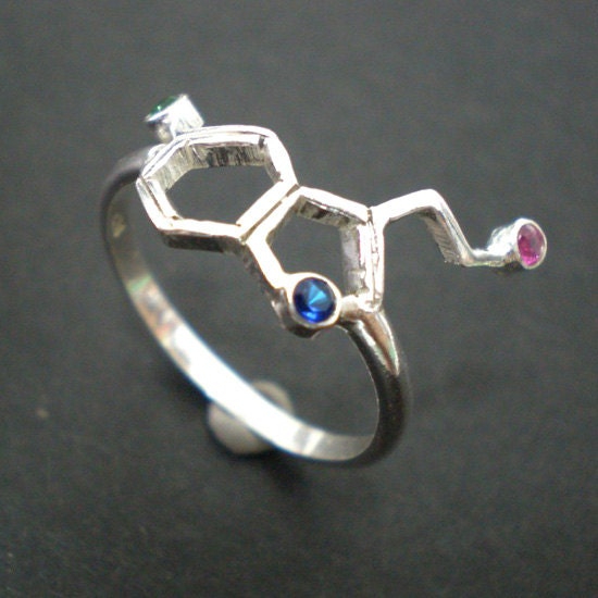 Sterling Silver Serotonin Molecule Ring Science Chemistry | Etsy