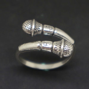 Silver Microphone Ring - Music Wrap Ring, Gift for Music Lovers ...