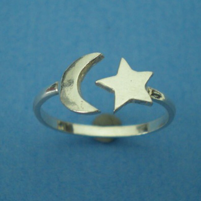 Silver Moon and Star Ring - Jewelry, Celestial Ring, Statement and ...