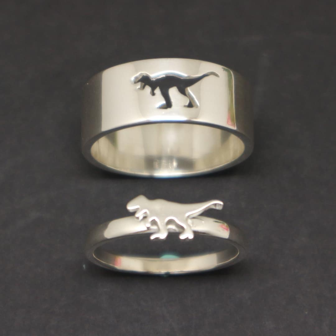T-rex Dinosaur Promise Ring for Couples - Trex Jewelry, Matching His ...