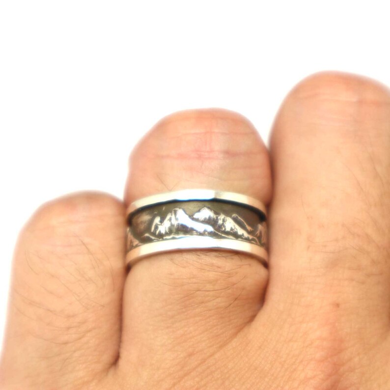 Sterling Silver Mountain Range Ring Unique Mountain Wedding - Etsy