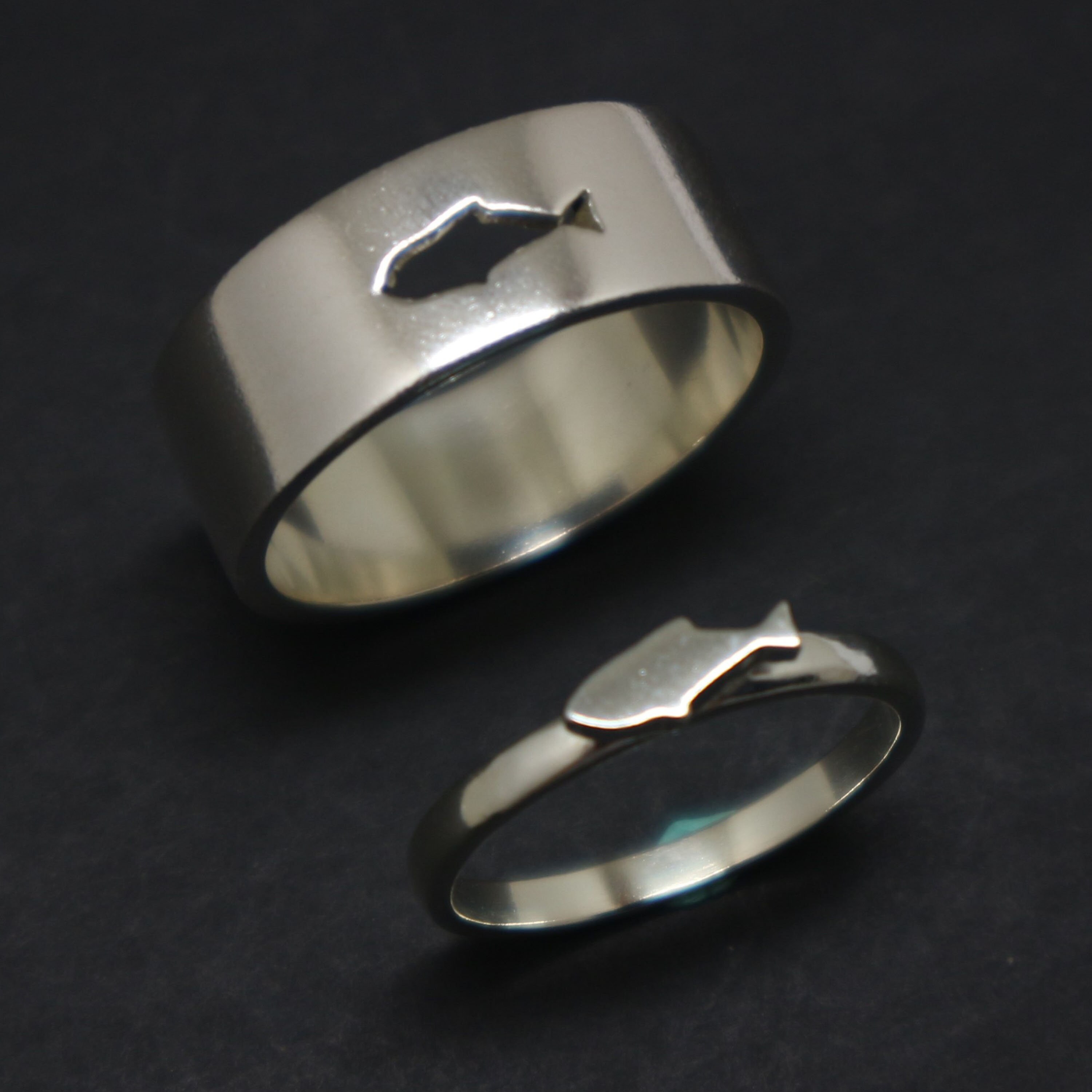 Silver Fish Promise Ring for Couple His and Her Matching | Etsy