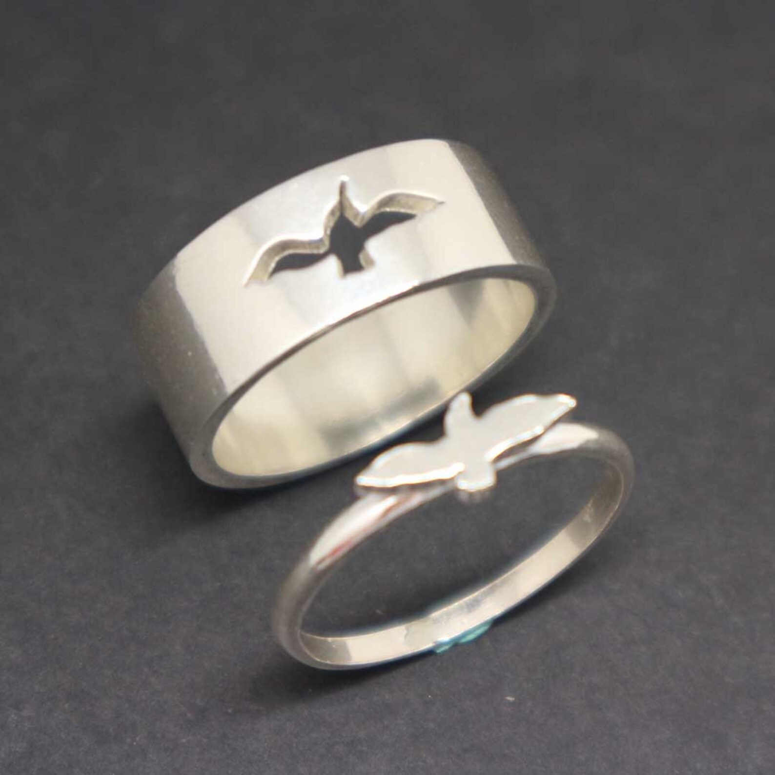 Bird Dove Couple Set Promise Ring Bird Jewelry Dove Ring - Etsy