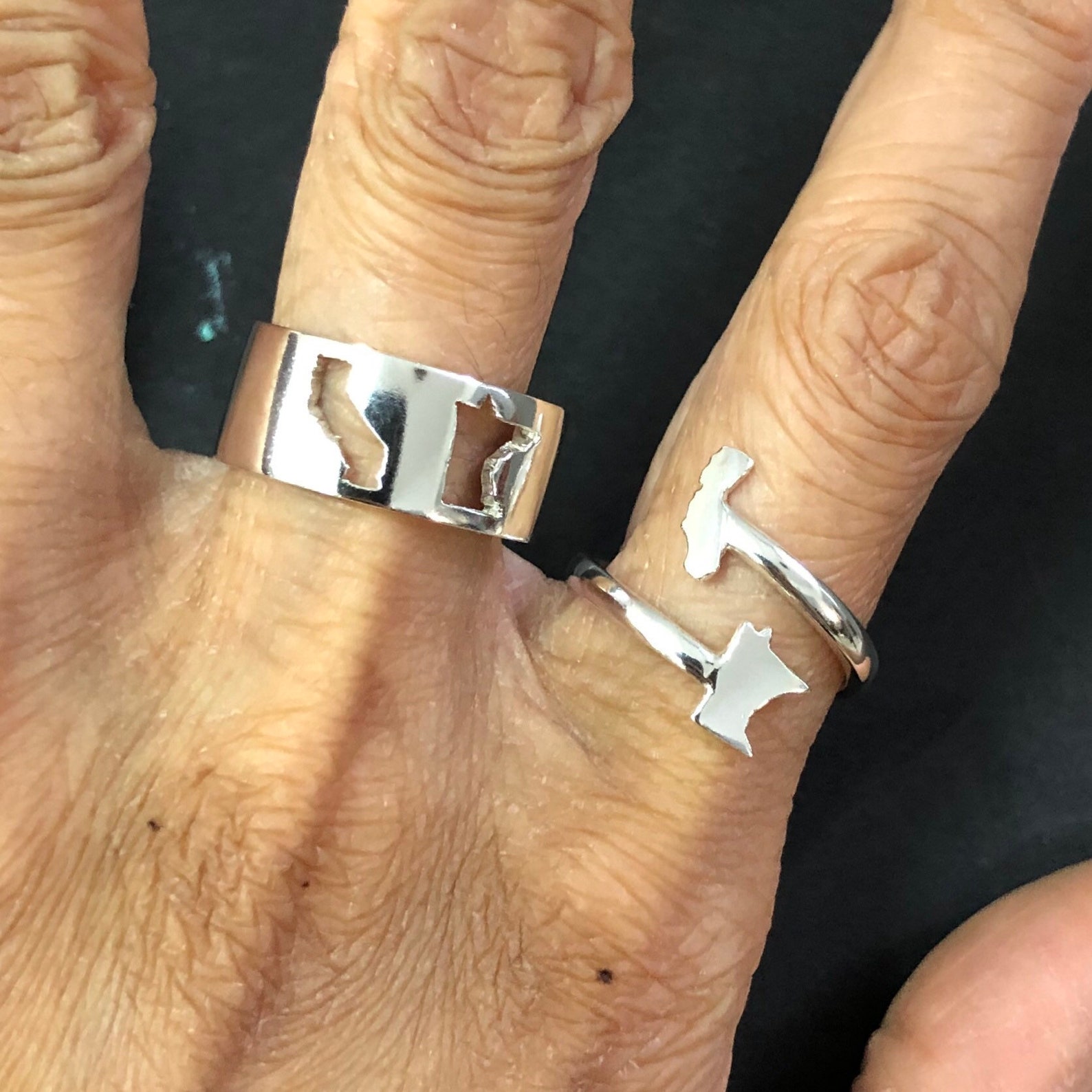 Long Distance Promise Ring for Couple Personalized State to - Etsy