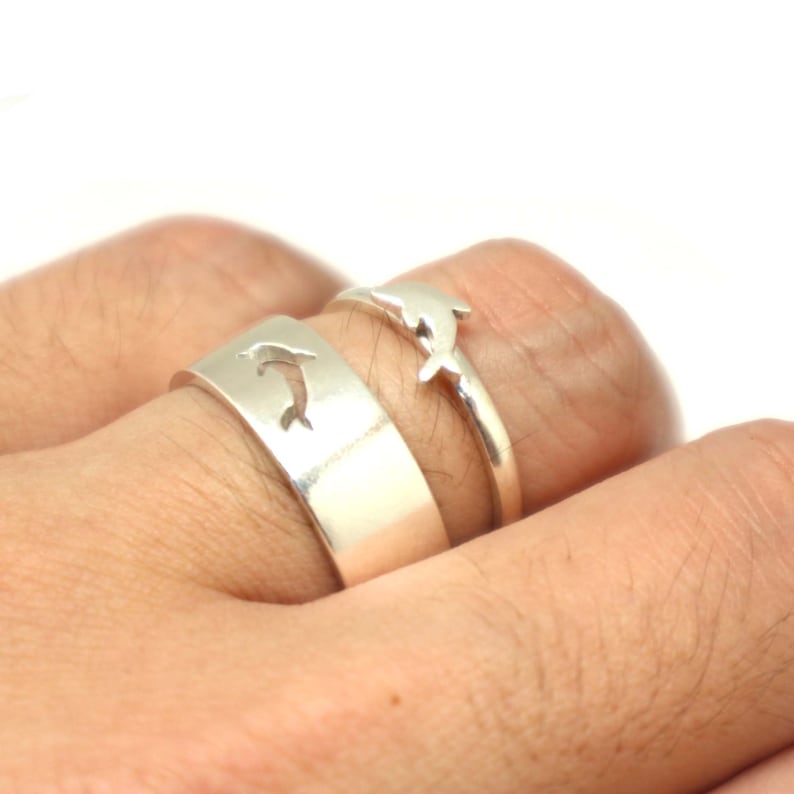 Silver Dolphin Promise Ring for Couple Fish Ring - Etsy