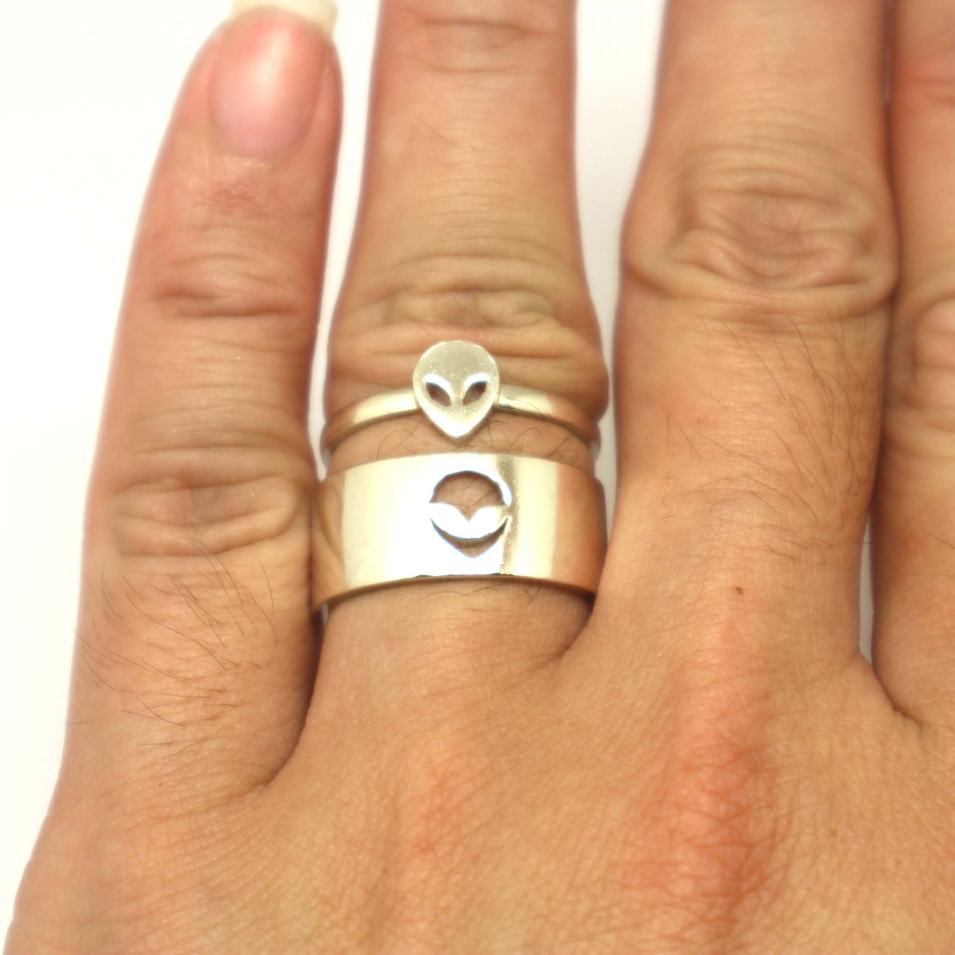 Alien Promise Ring for Couples Alien Jewelry Ufo | Etsy