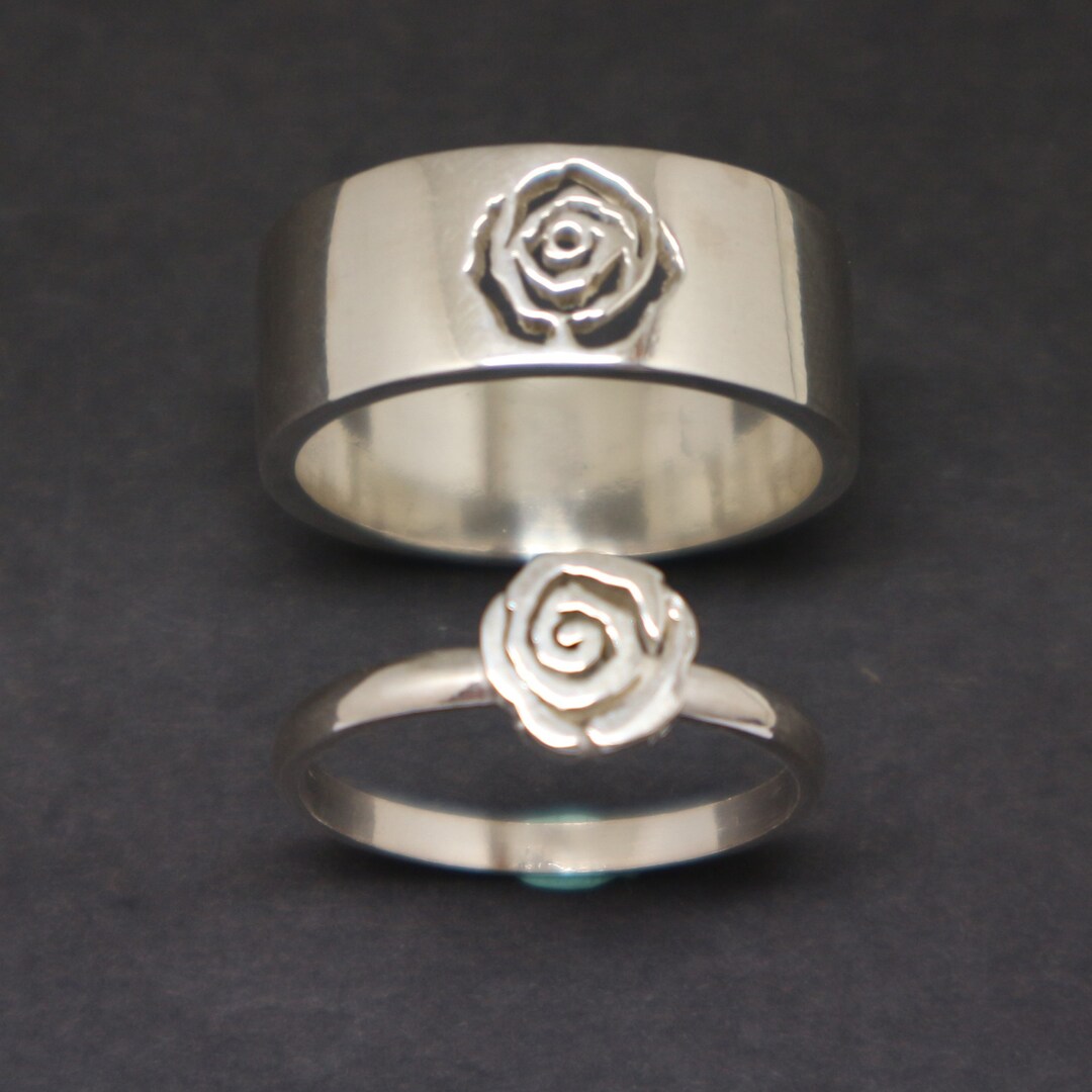 Rose Promise Ring for Couples - Flower Jewelry, His and Her Promise ...