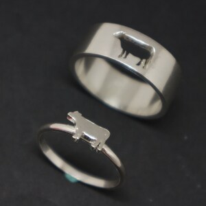 Silver Cow Matching Ring for Couples - Cow Jewelry - Etsy