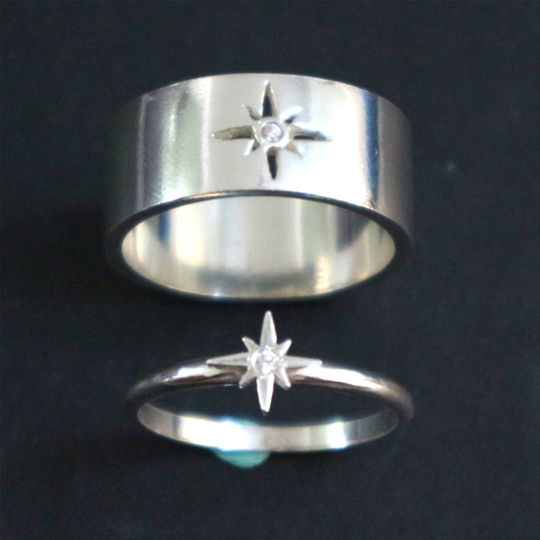 Silver Compass Couple Set Promise Ring - Compass Jewelry, Graduation ...